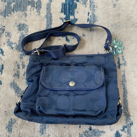 Coach | Bags | Coach Signature Blue Convertible Crossbody F655 Jacquard ...
